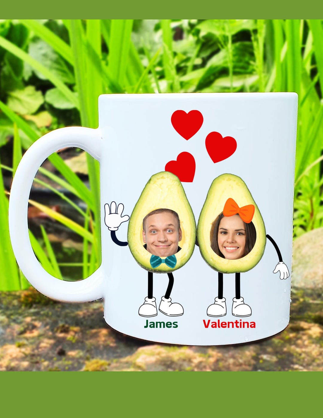 Custom Couple Avocado Mug With Photos & Names, Funny Personalized ...