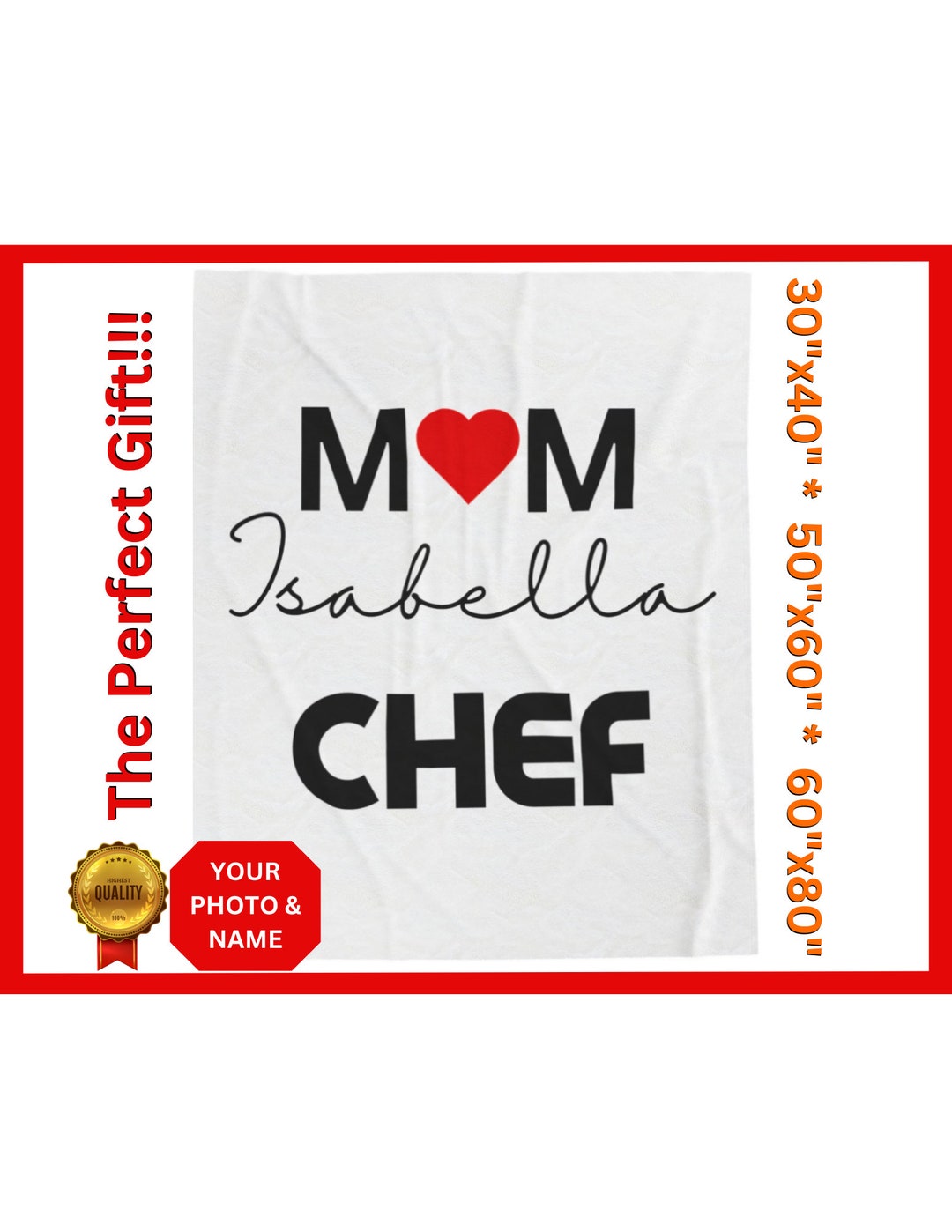 Custom Mom Chef Throw: Personalized, Trendy Mother's Day Gift for Food ...