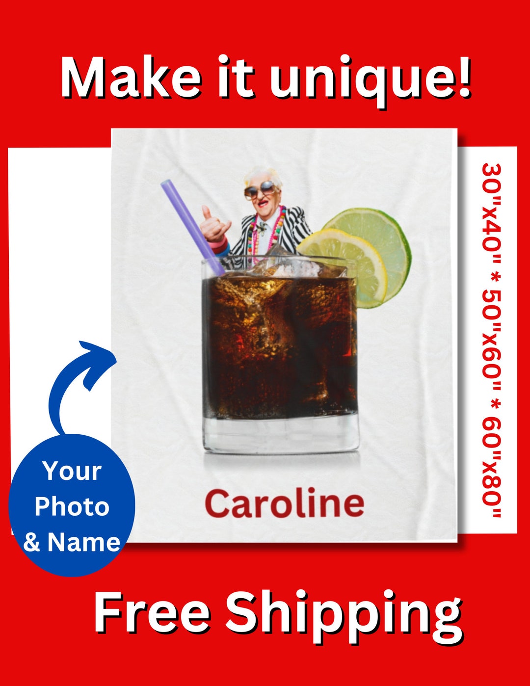 Cocktail Plush Custom Blanket for Food Lover Gift 30x40 50x60 60x80 ...