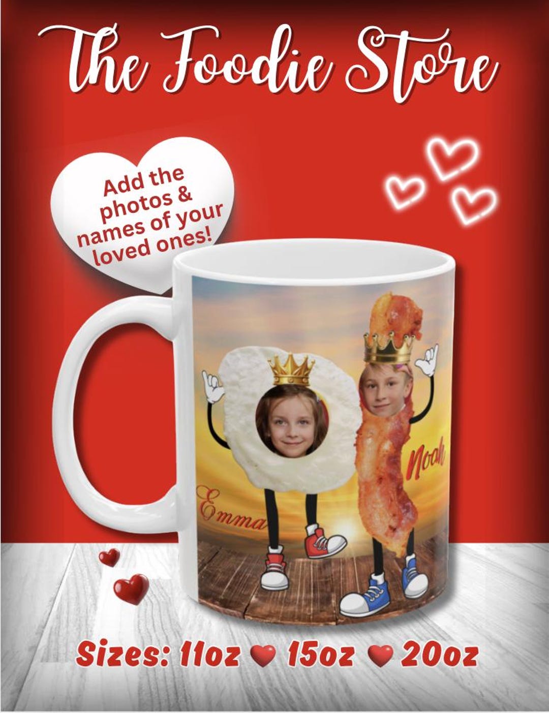 Custom Photo Gifts Best Friend Egg & Bacon Mug With Names, Funny ...