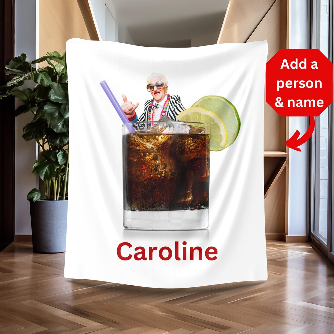 Funny Cocktail Plush Photo Blanket With Name for Coworkers Custom Gift ...