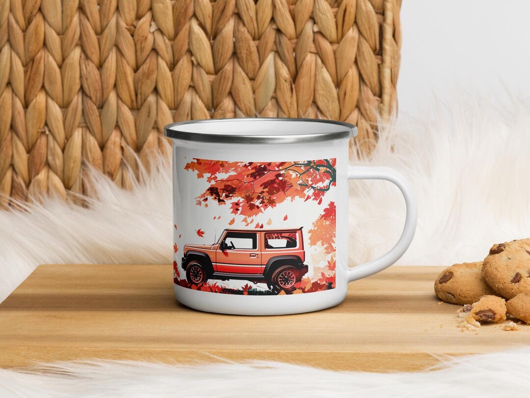 Personalized Suzuki Jimny Enamel Mug: Colorful Fall Design - Etsy
