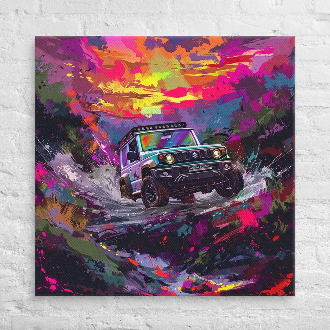 Neon Grey Jimny Artworks Vibrant Suzuki Jimny Canvas Designs in Retro ...