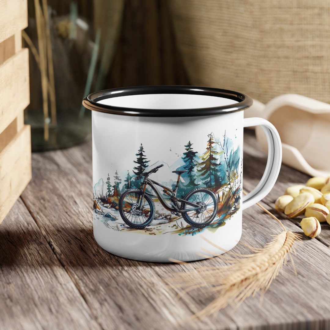MTB Mountain Bike Enamel Mug: Downhill Biker Gift - Etsy