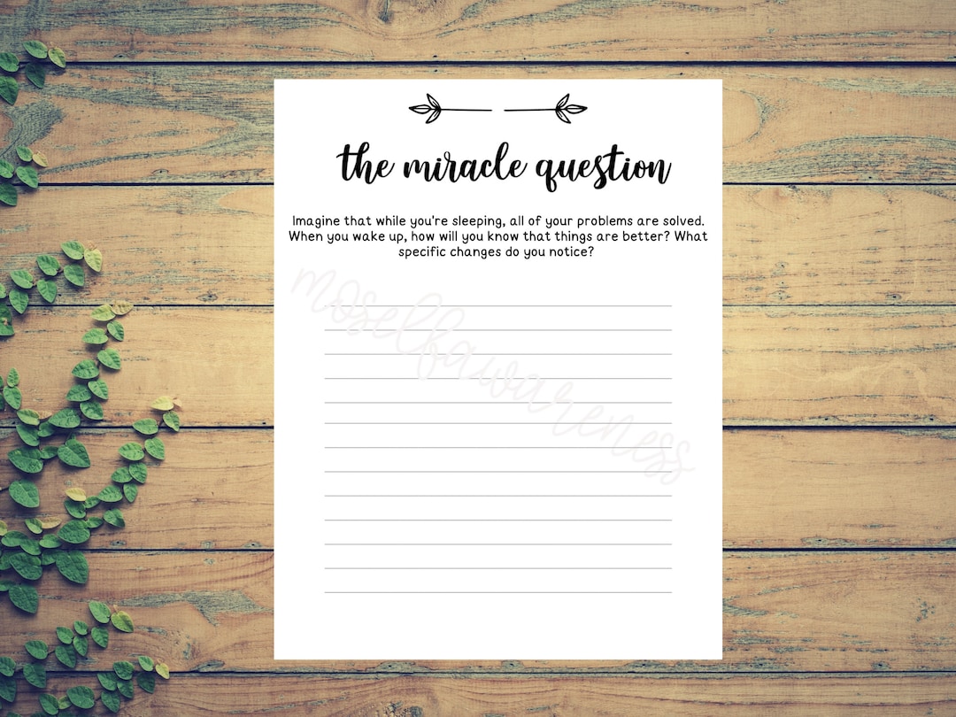 The Miracle Question Worksheet: Mental Health Printable (PDF Download ...
