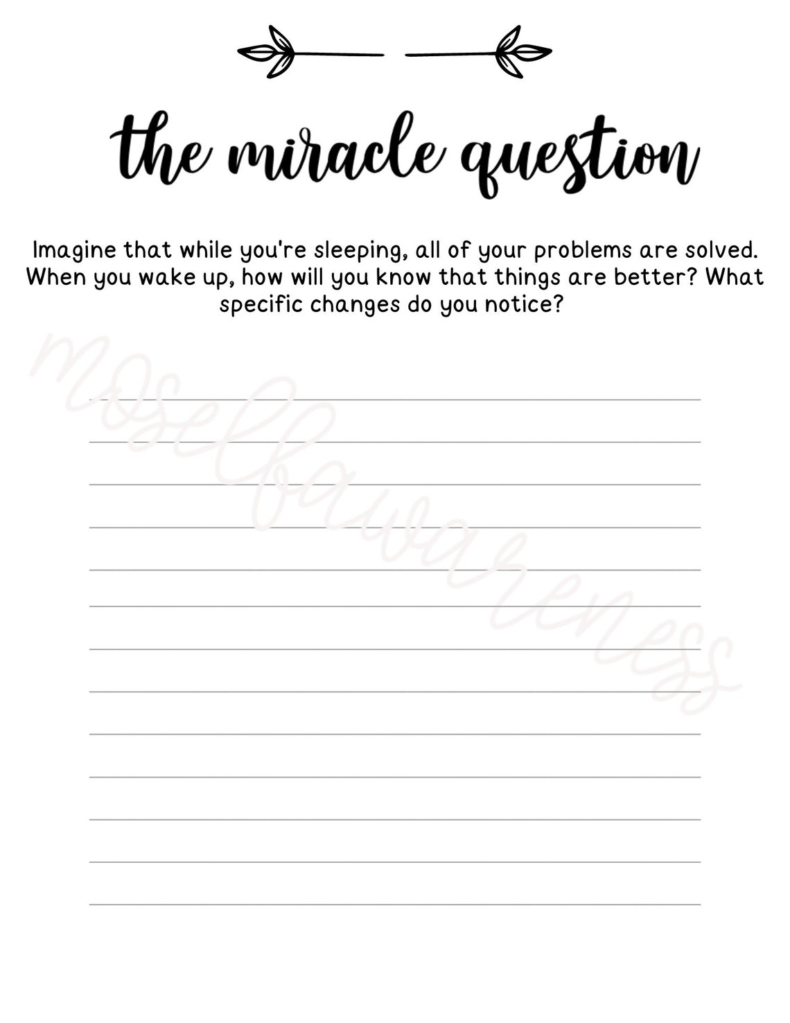 The Miracle Question, Instant Download, Worksheet - Etsy