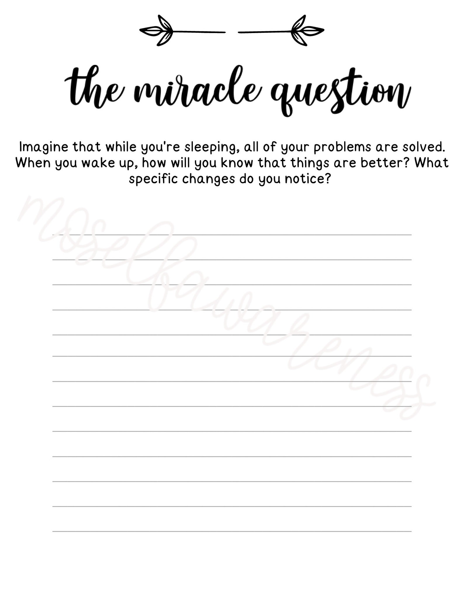 The Miracle Question, Instant Download, Worksheet - Etsy