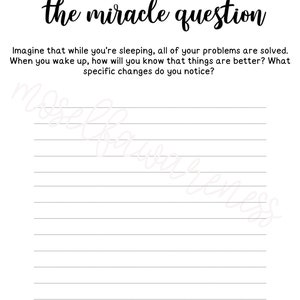 The Miracle Question, Instant Download, Worksheet - Etsy