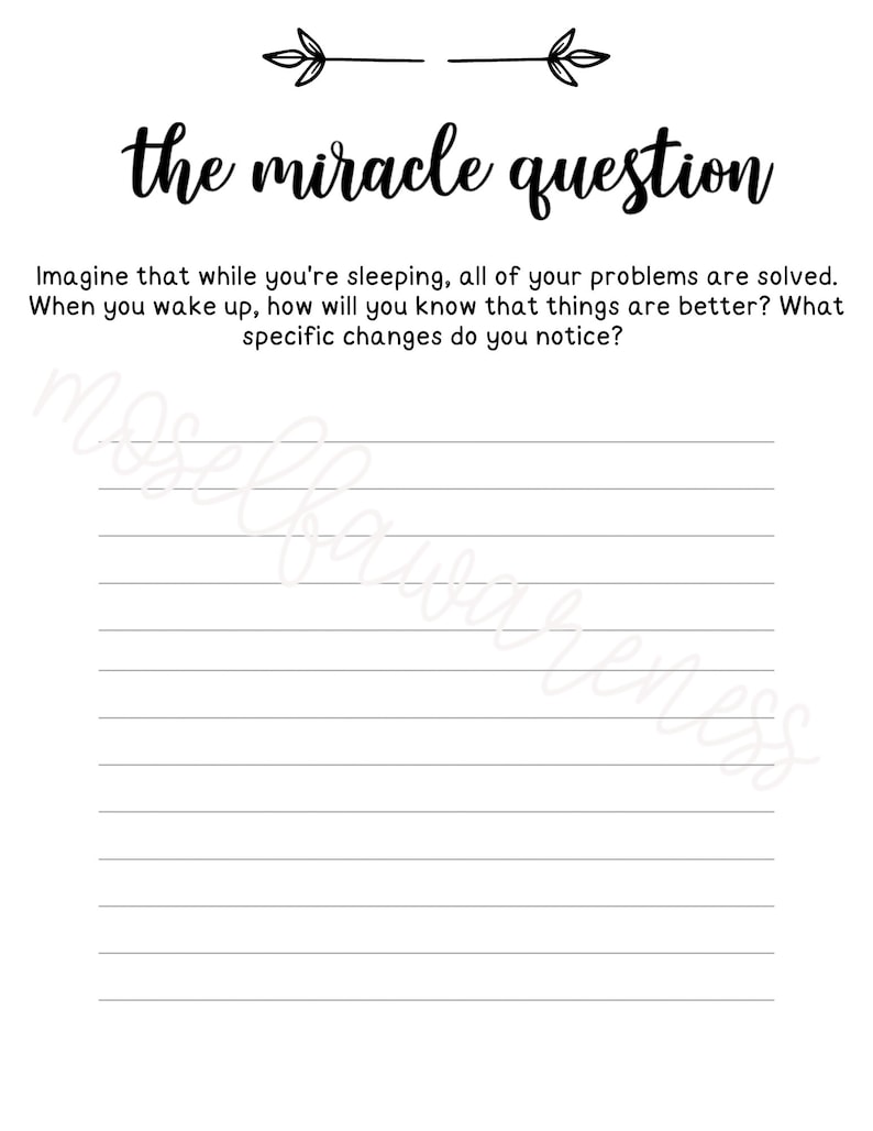 The Miracle Question, Instant Download, Worksheet - Etsy