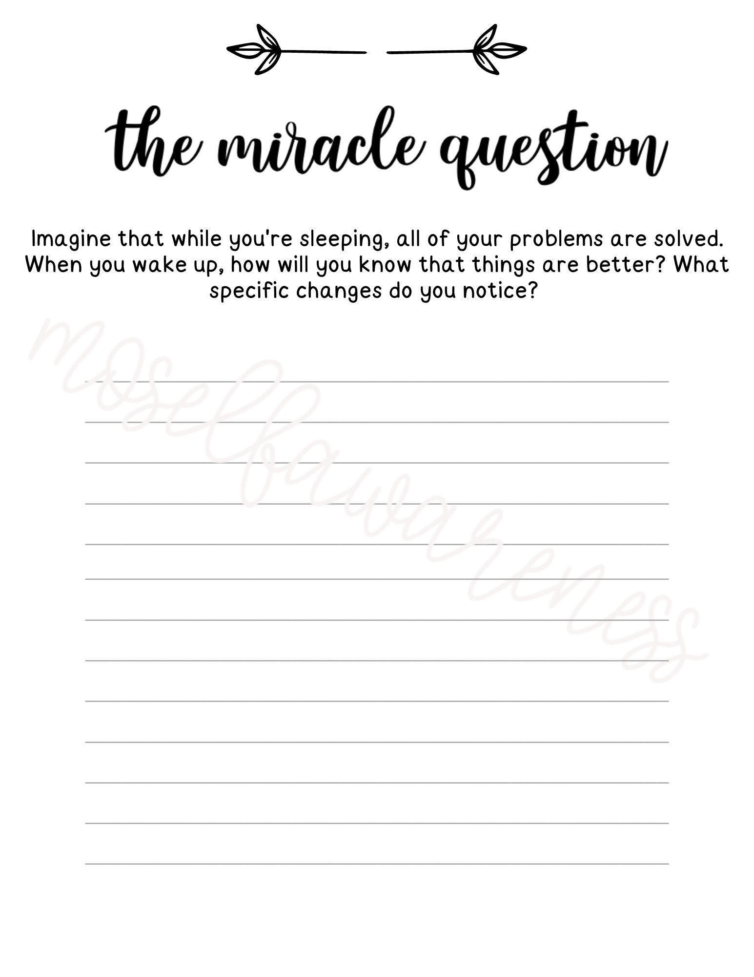 The Miracle Question, Instant Download, Worksheet - Etsy Australia
