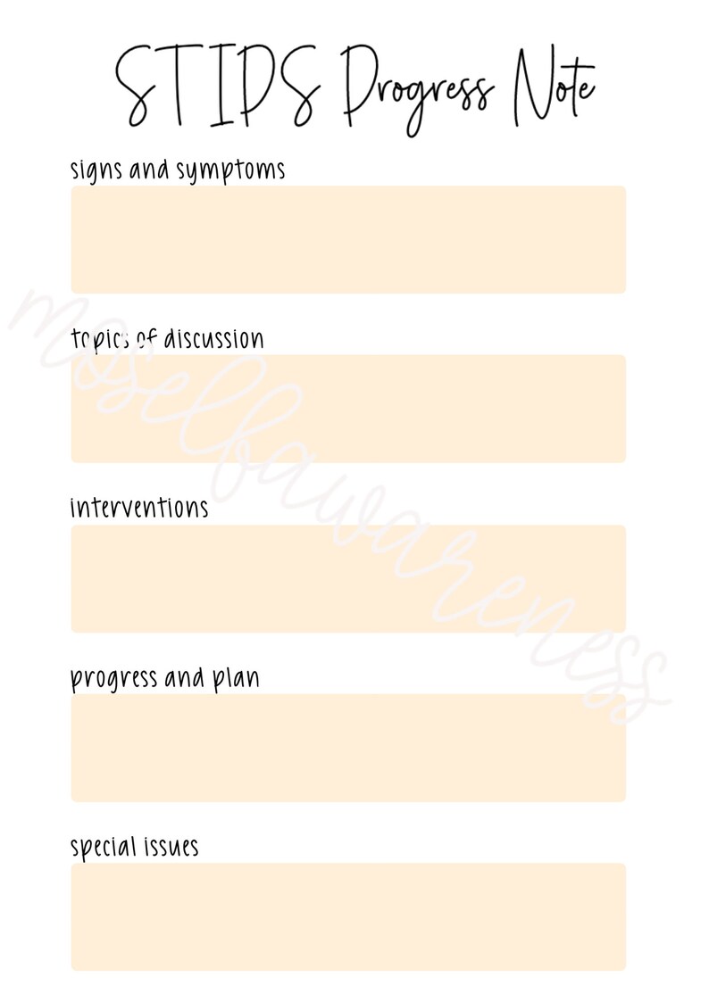 STIPS Case Note Template: Therapist Counselor Tool (PDF Download) - Etsy