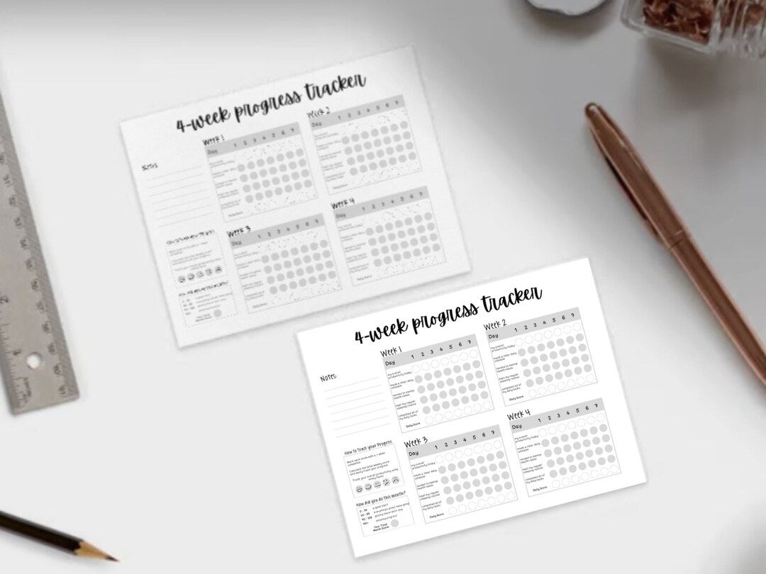 4-week Progress Tracker, Track Daily Task Completion - Etsy