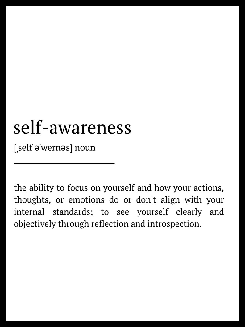 Self-awareness Definition Poster - Etsy