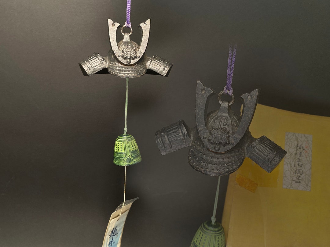 Japanese RARE Samurai Kabuto Wind Chime Bell Furin Nambu Tekki Cast ...