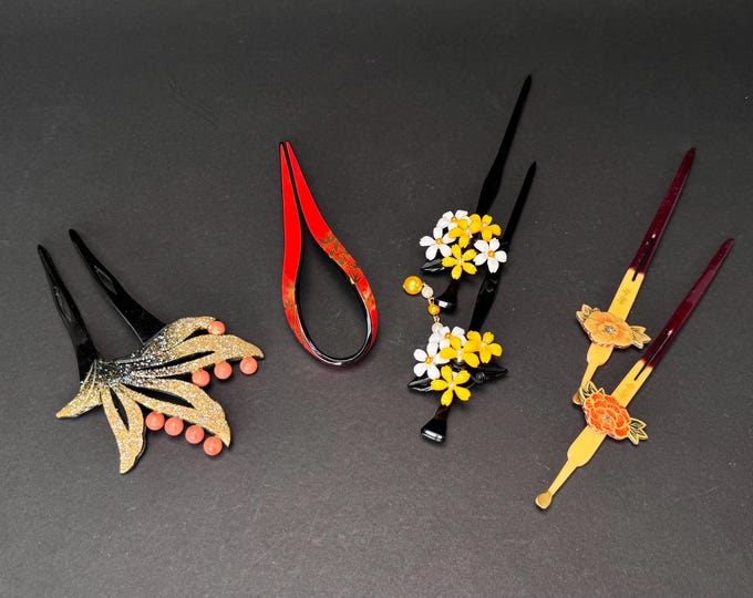 Japan Kanzashi Kimono Geisha, Red & Black Lacquerware Hair Stick,tama ...
