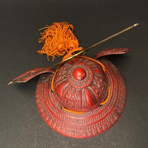 Japanese Stunning Samurai Red Kabuto, Metal Helmet, Iron Kabuto, Rabbit ...