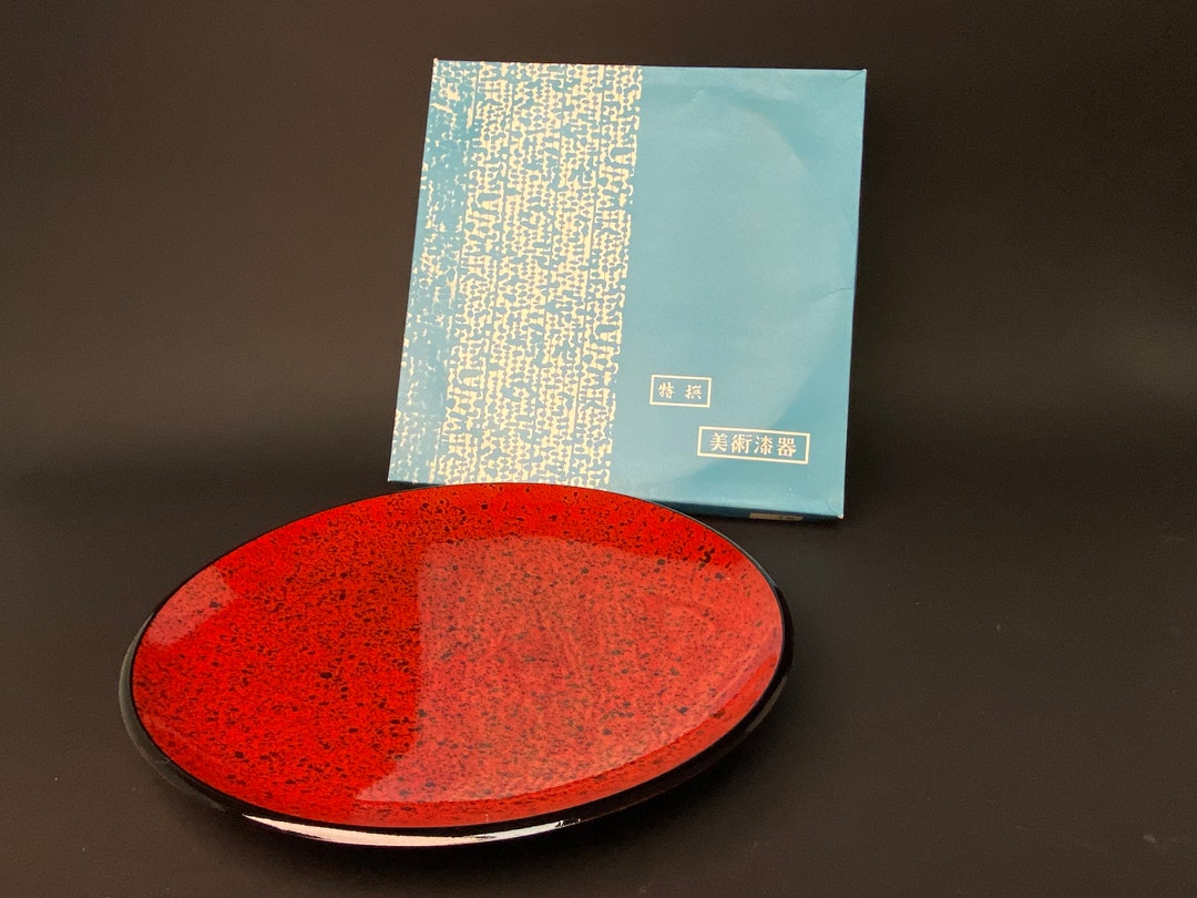 Japanese Big Red Tray Pineapple Lacquer Resin Ware Plate W6.75 W ...