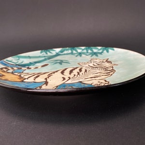 Tiger Paint Trinket Japanese Plate, Made by Komine, Hand Painted, Green ...