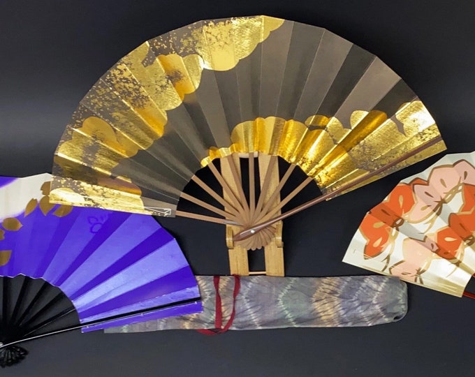 Vintage Folding Hand Fan, Sensu, Japanese Folding Hand Fan, Silver and ...