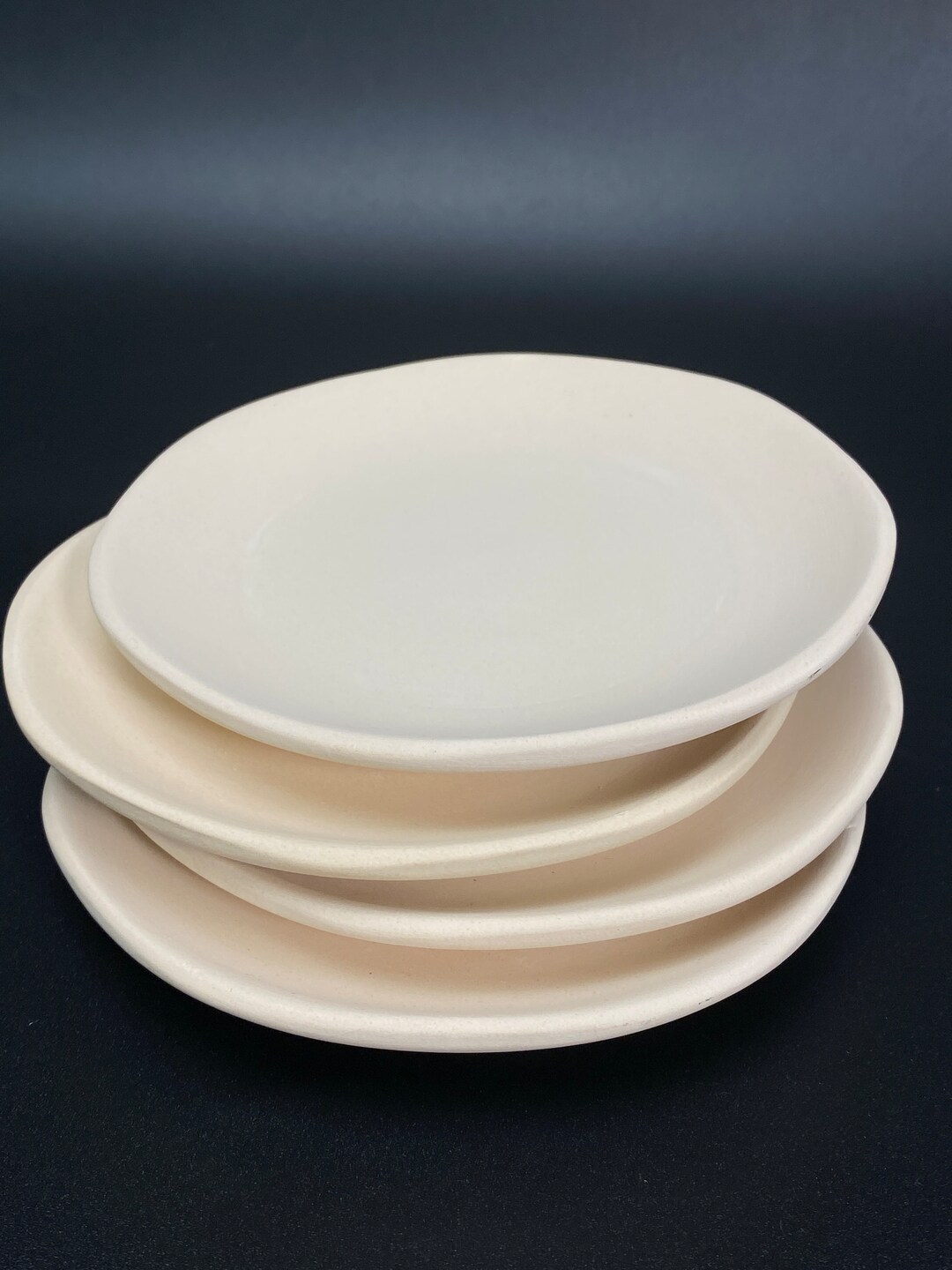Set of 4 Pottery Beige Matt Round Plate W5.75" Plate, Incense Holder ...