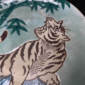Tiger Paint Trinket Japanese Plate, Made by Komine, Hand Painted, Green ...