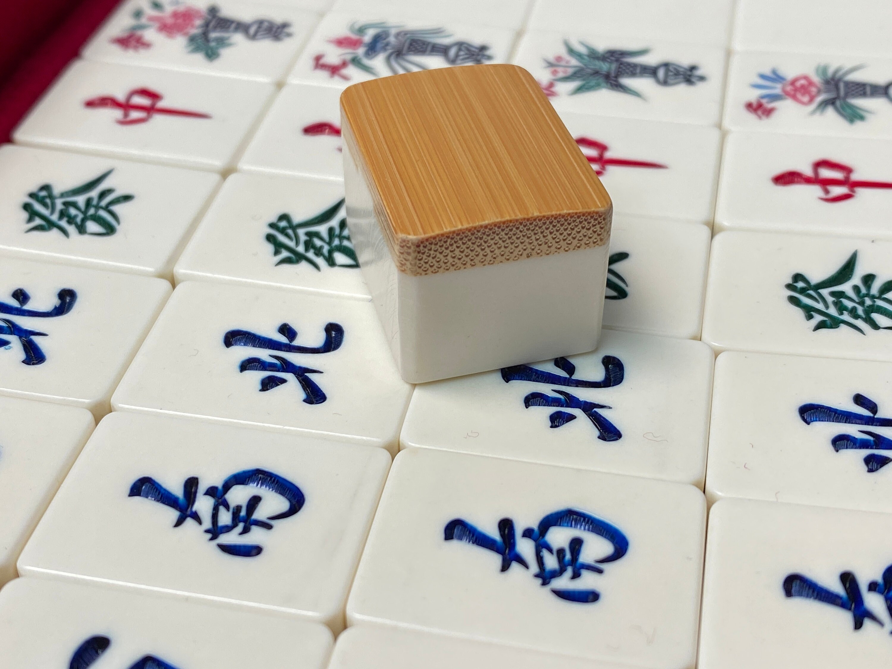 Mah Jong & Bamboo Back Japanese Tile Set With Blue Velvet - Etsy