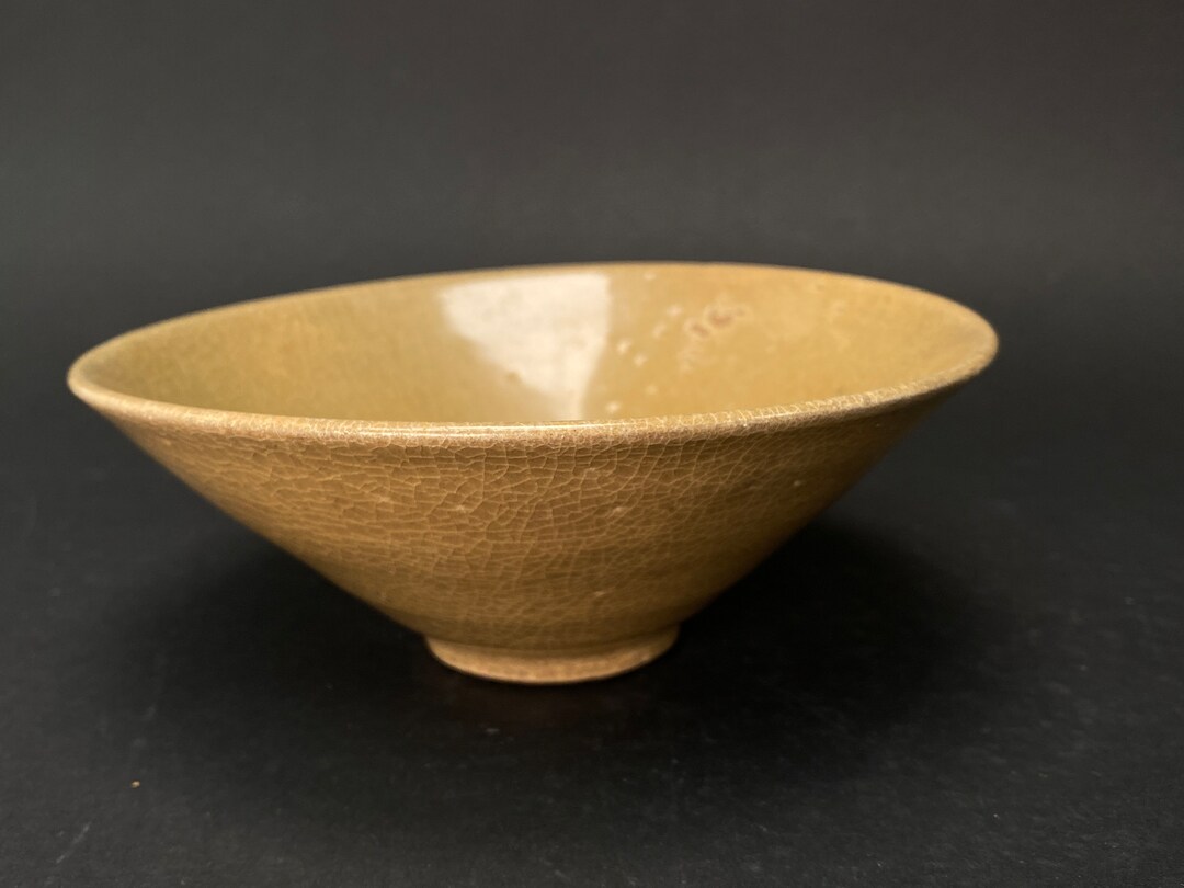 Japanese Yellow Chawan Art Pottery, Wabi Sabi Tea Bowl Drinkware, Made ...