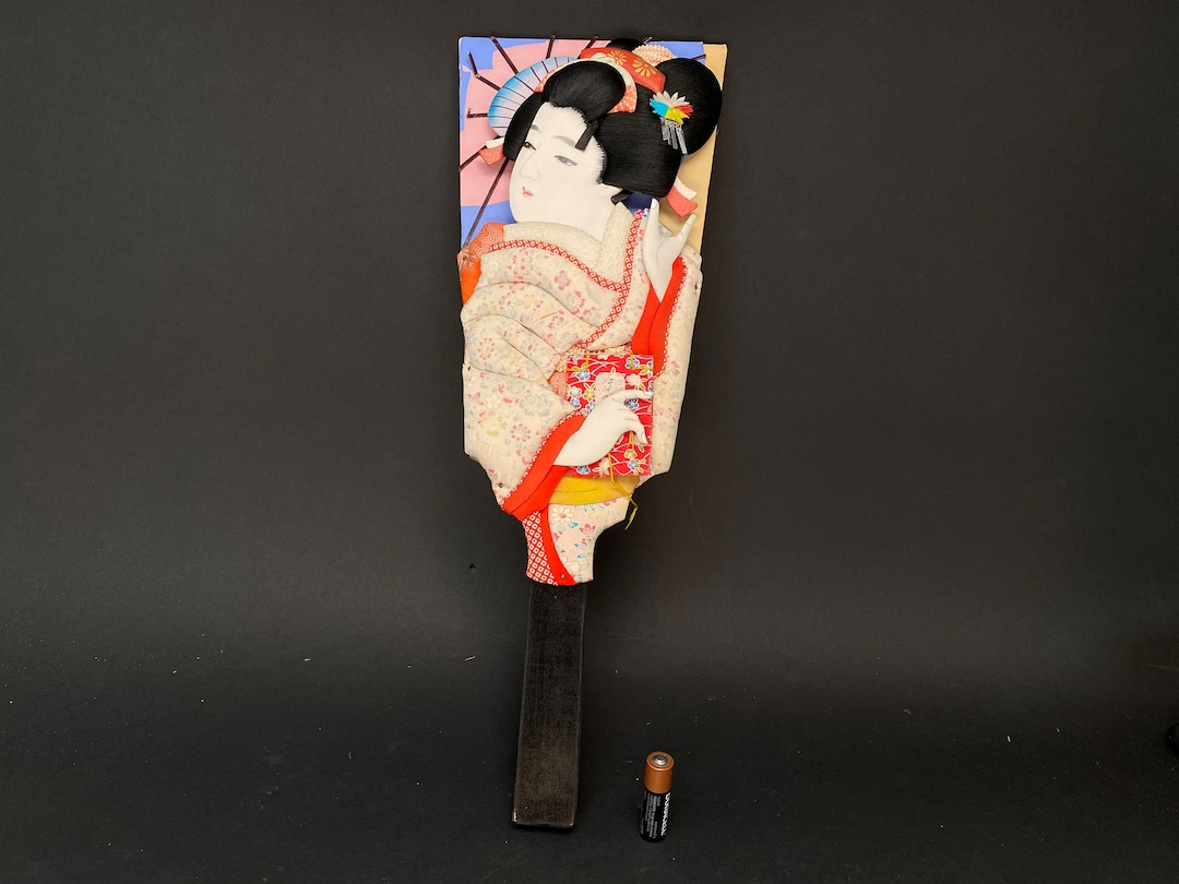 Huge 19.5" Japanese Battledore Racquet Circa 1980s, Geisha Head ...