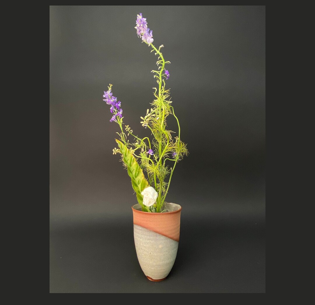 Japanese Ikebana Vase, Funnel Flower Vase, Art Pottery With Box, Flower ...