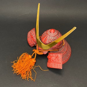 Japanese Stunning Samurai Red Kabuto, Metal Helmet, Iron Kabuto, Rabbit ...