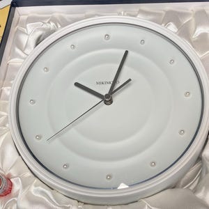 RARE Mikimoto 12pcs of Pearl Wall Clock, Dia 7", Table Clock With Stand ...