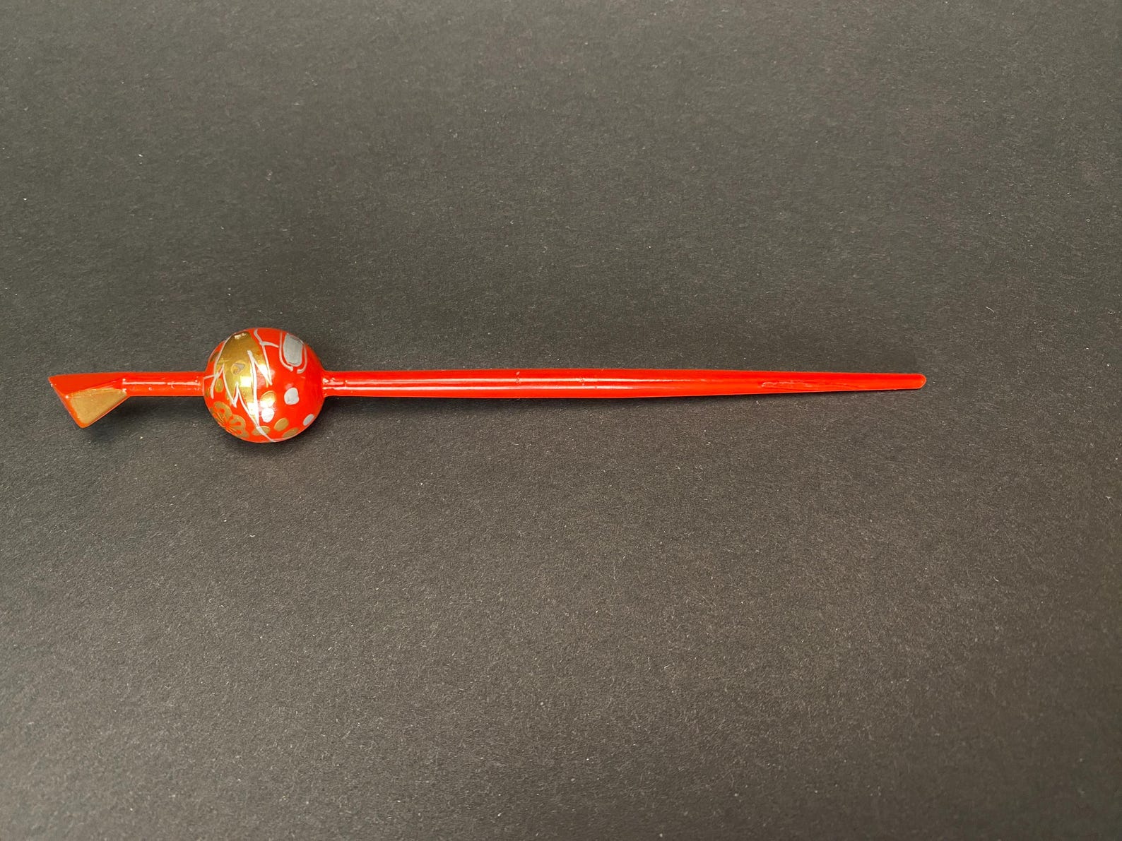 Japan Kanzashi Kimono Geisha, Red & Black Hair Stick, Metal Tama, Kushi ...