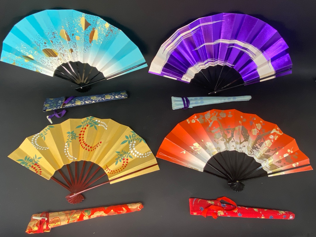 Japanese Folding Fan Traditional Sensu Dance Ougi, Kimono Carry Bag ...