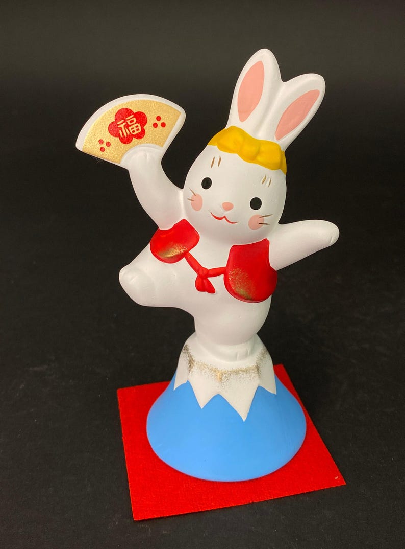 Japanese Rabbit and Fuji Mountain: Zodiac ETO Rabbit, Yakushigama, Made ...
