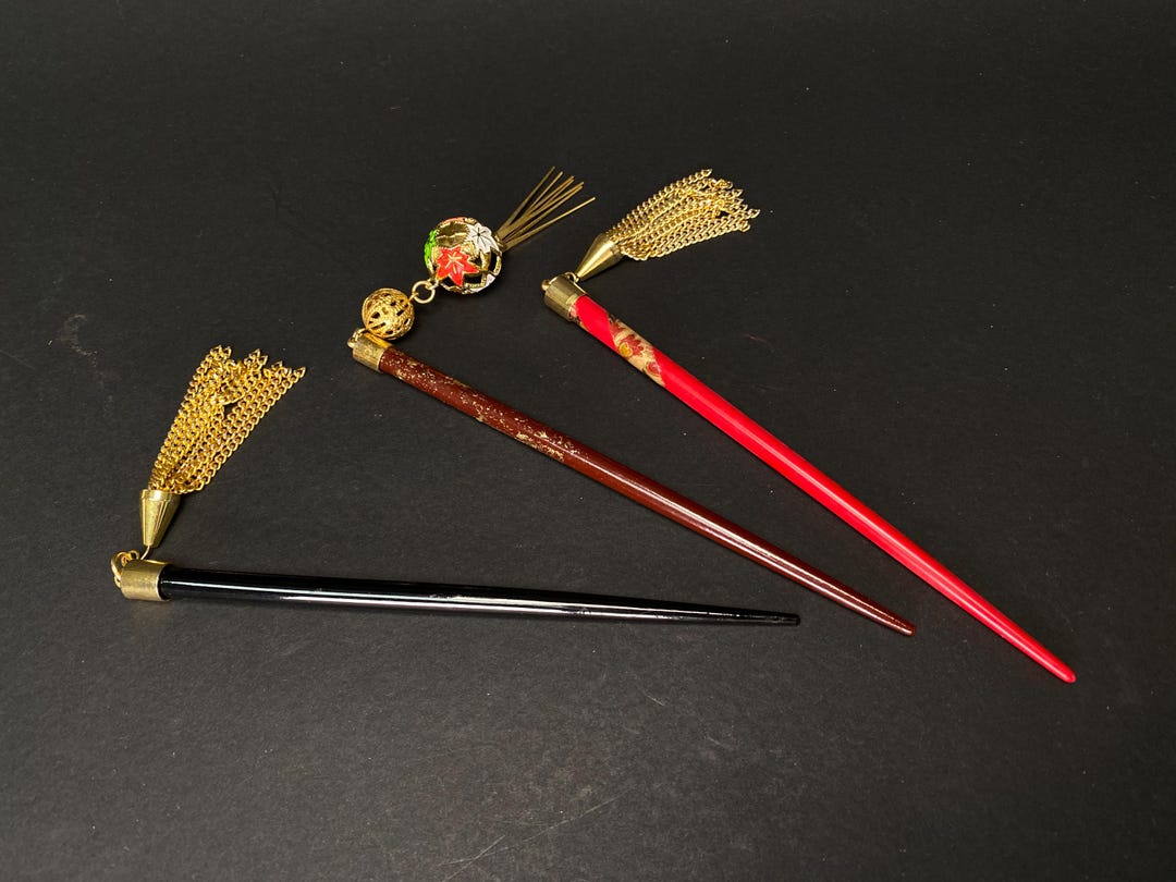 Japanese Kanzashi Kimono Geisha Ogi Hair Stick With Tassel, Bira-bira ...