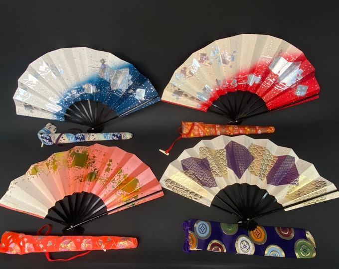 Japan Folding Fan, Traditional Sensu Dance Ougi With Kimono Carry Bag, Hand Fan, Mai Ogi Sensu ...