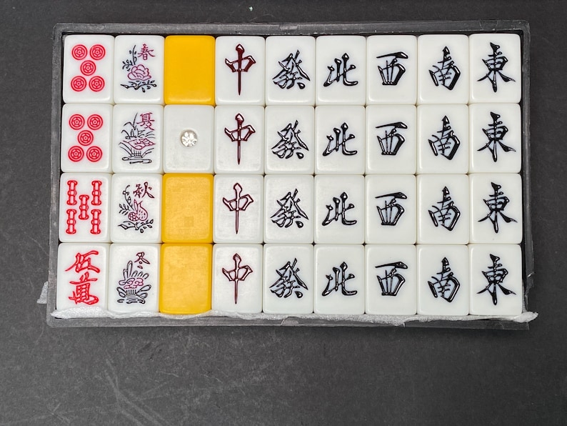 Japanese Riichi Mahjong MVC Set: 4 Red Fives Aka Dora, Yakitori Markers ...