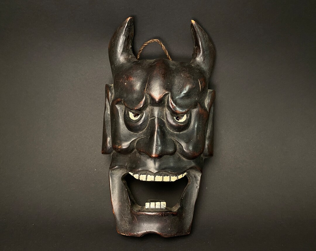 Japanese Mask Oni, Wood TENGU Kagura Mask, Demon Hannya, Hand Crafted ...