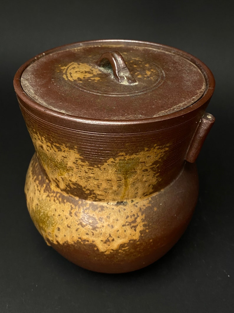 KINTSUGI Bizen Ware Yaki Big Kensui With Lid, Kozan Kiln H6" Japanese ...