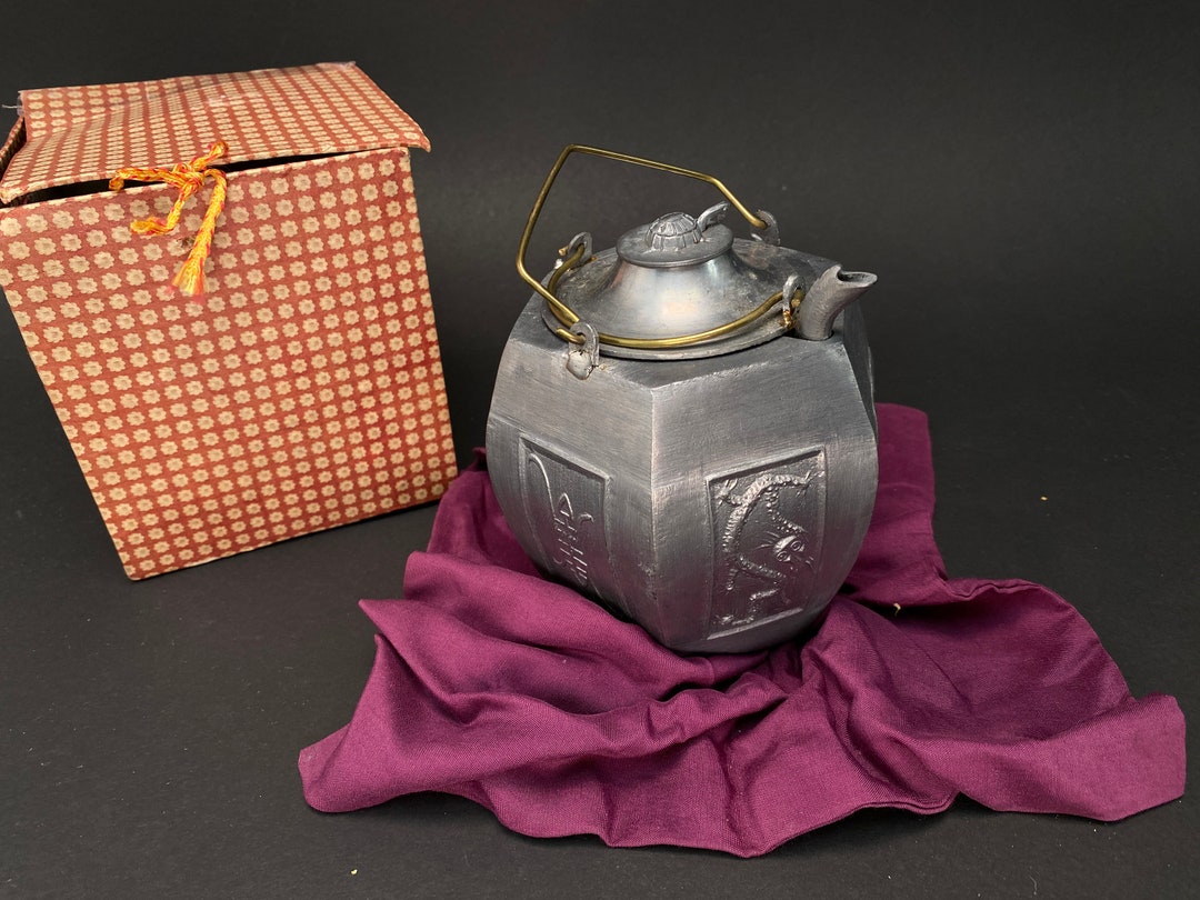 Tin Tea Pot Full Set From Japan, Warm/cold Sake Pot, Double Layer, Hand ...