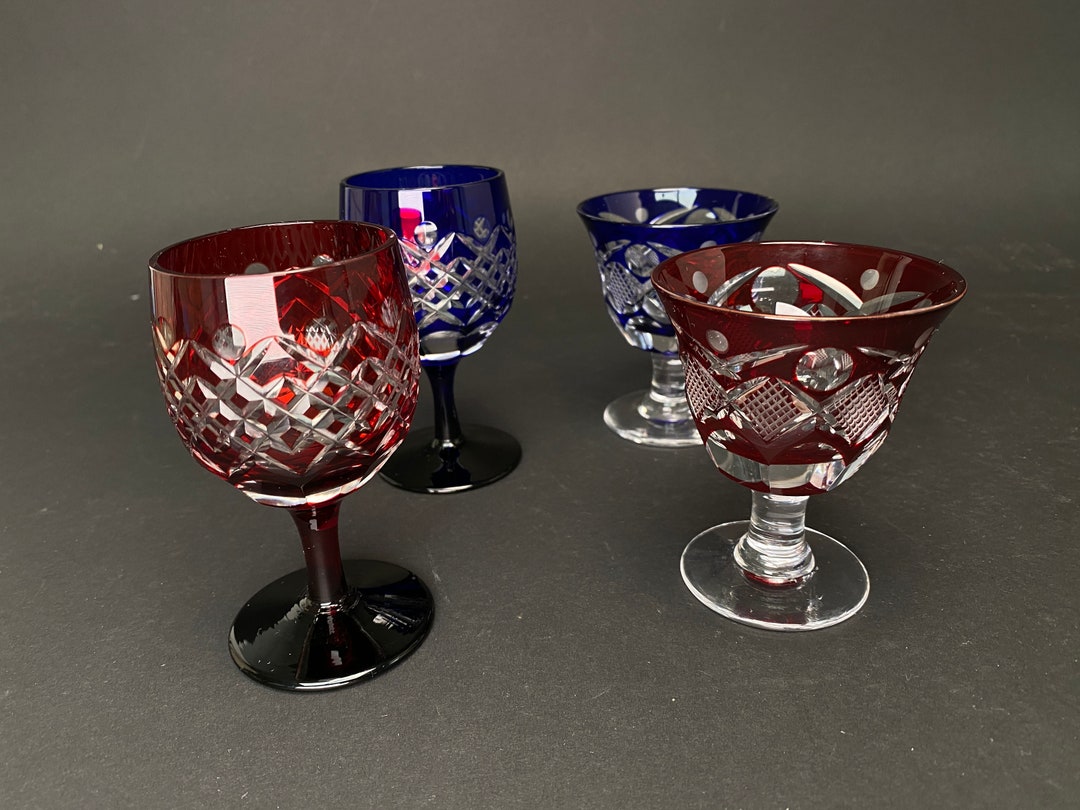 Japan Crystal Edo Kiriko Goblet Sake Cups, Japanese Craft Shochu Goblet ...