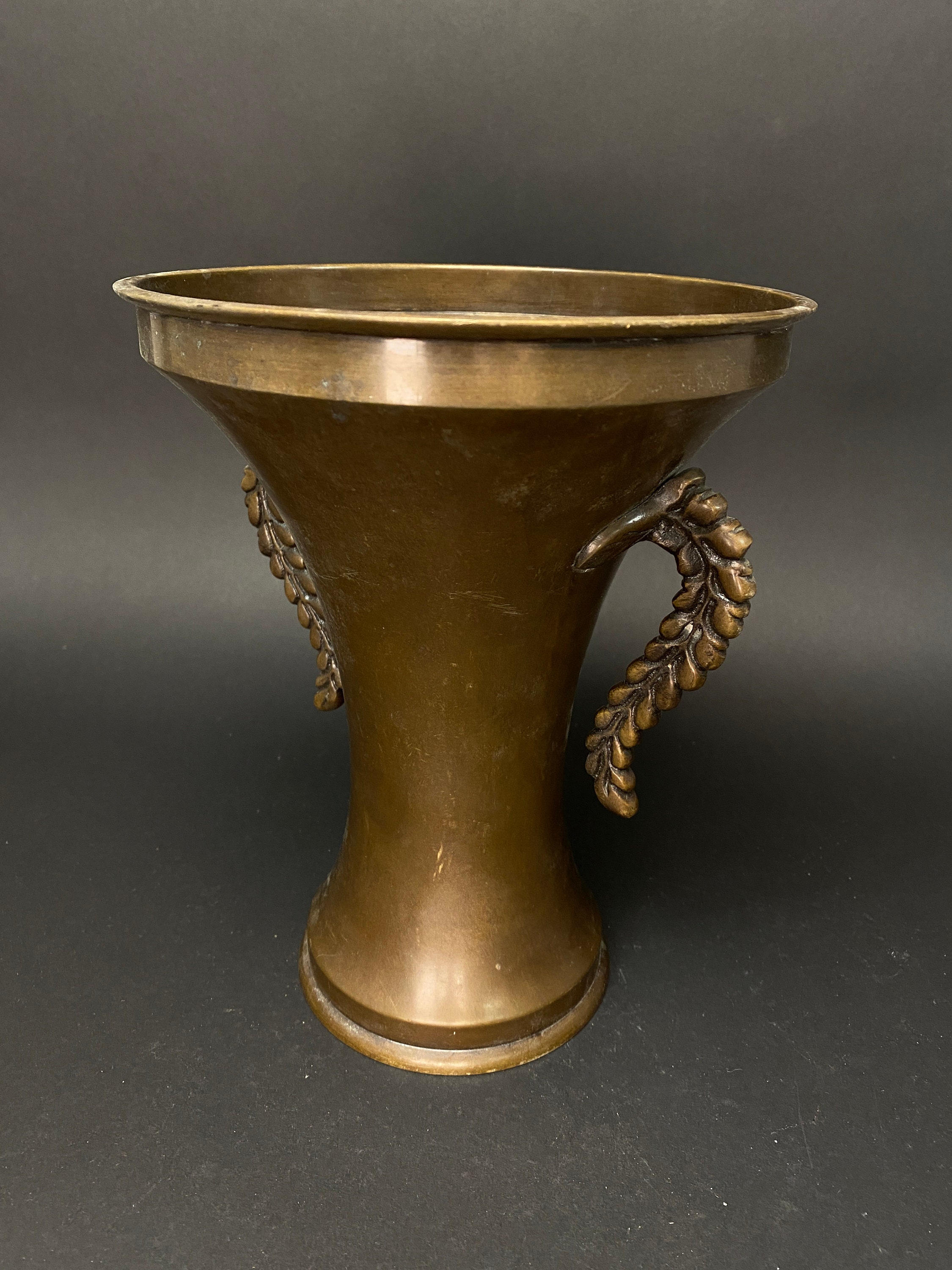 Shiun Ikebana Bronze Vase, Japanese Ikenobo Vase With Engrave, Made in ...