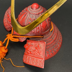 Japanese Stunning Samurai Red Kabuto, Metal Helmet, Iron Kabuto, Rabbit ...