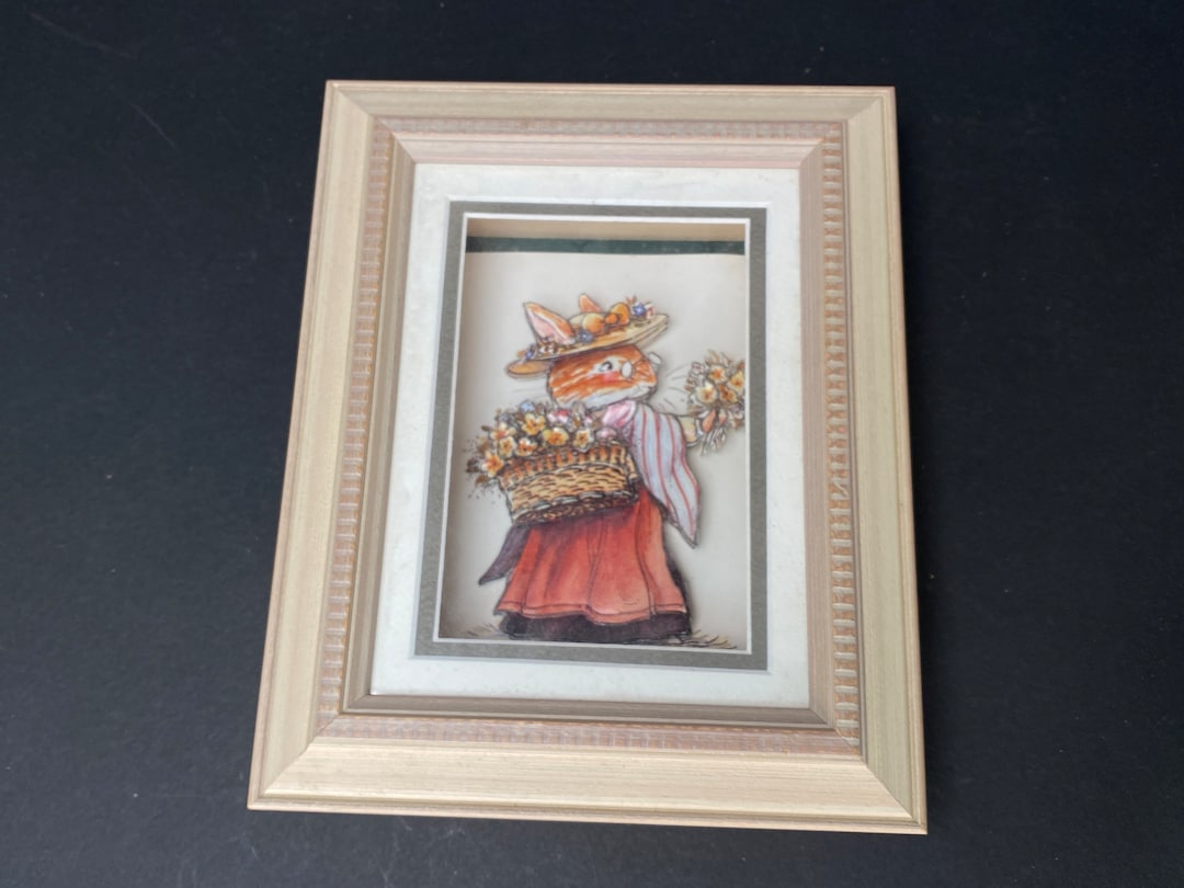 Japanese Shadow Box 3D Wall Art Mixed Paper Crafts Rabbit Decor ...