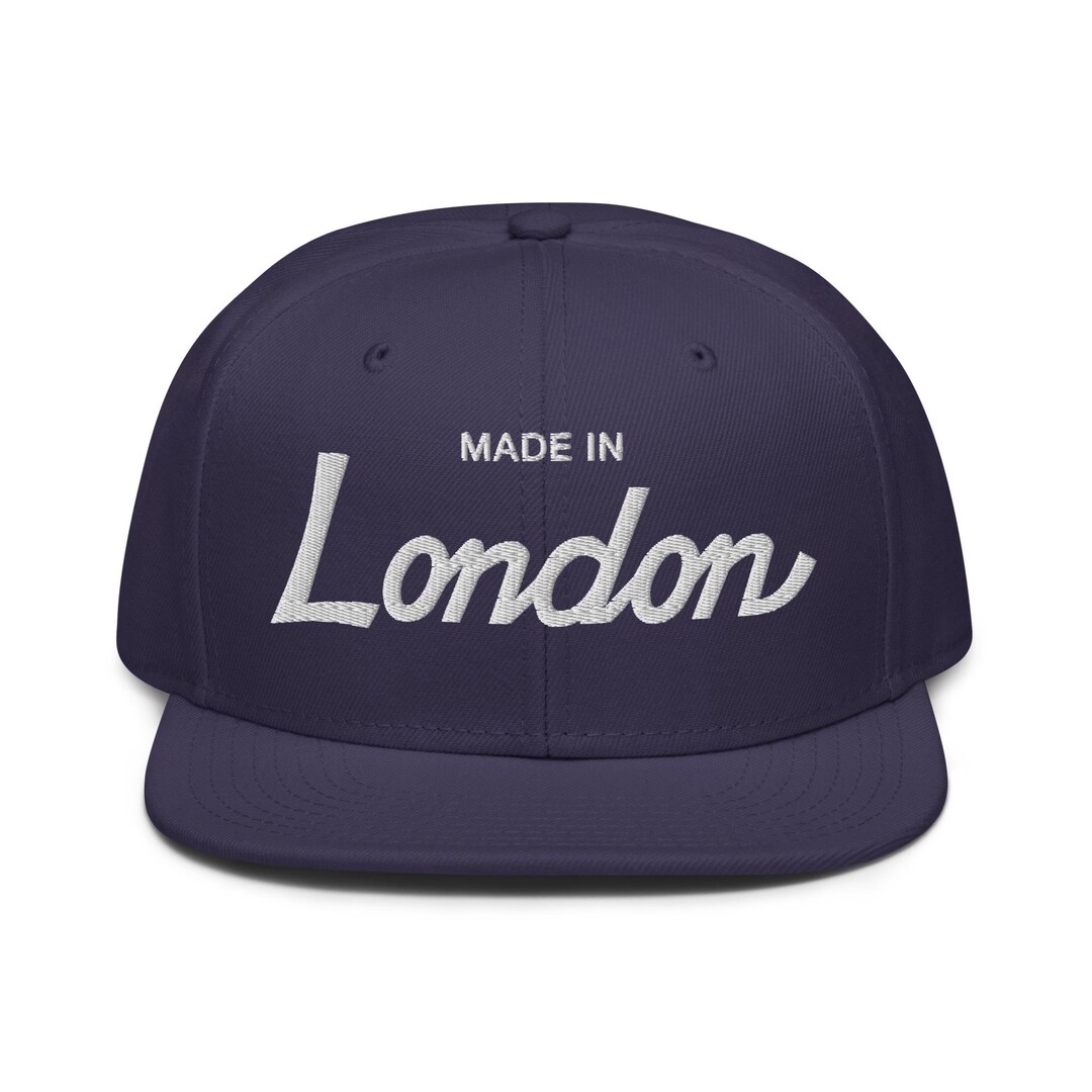 Made in London Snapback Hat | Retro Script Baseball Cap | Adjustable UK ...