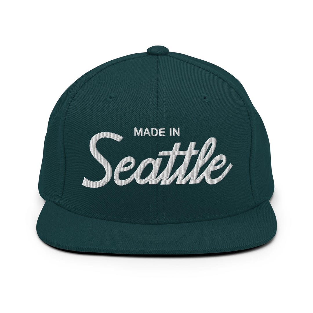 Made in Seattle Snapback Hat | Original Retro Script Baseball Cap ...