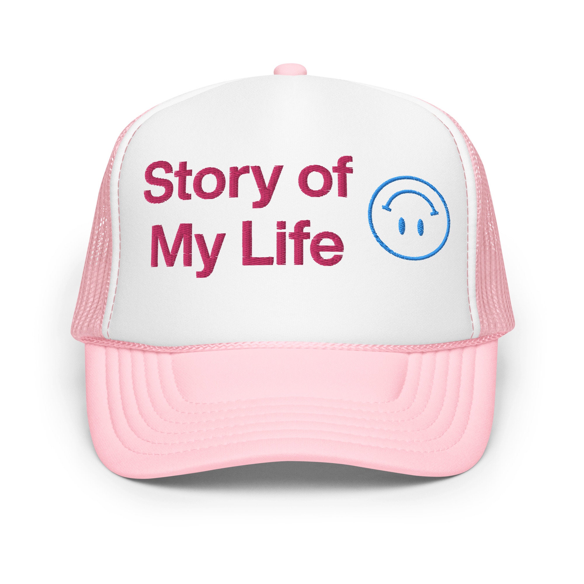 Story of My Life Embroidered Trucker Hat | Sad Emoji Cap | Funny ...