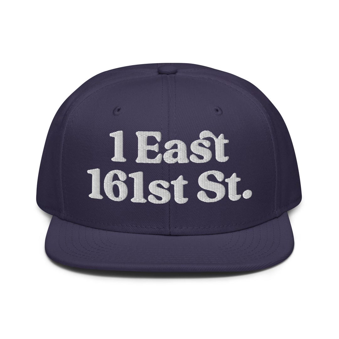 New York Baseball Stadium Bronx Snapback Hat | NYC Stadium Address Cap ...