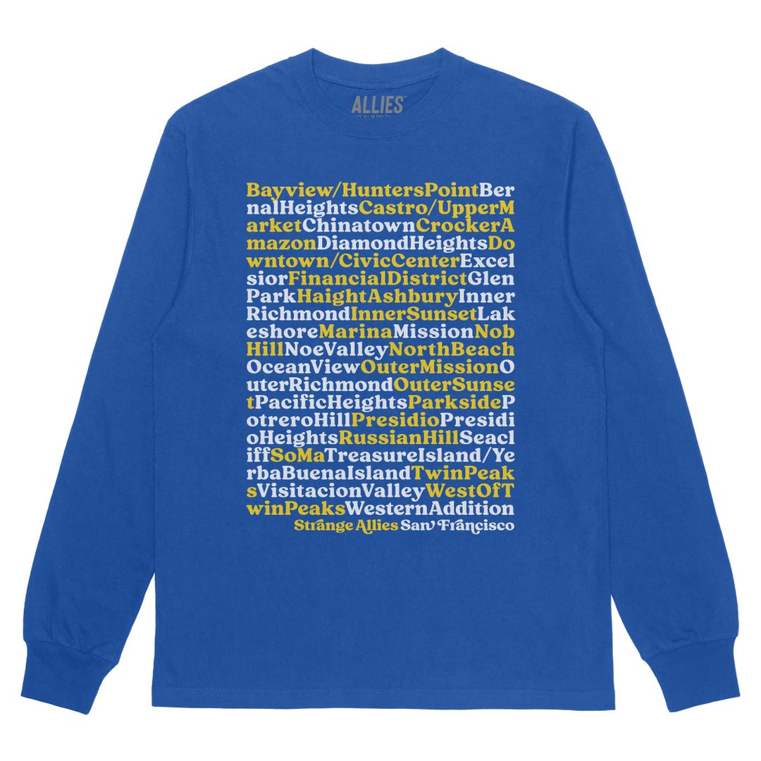 San Francisco Neighborhoods Long Sleeve T-shirt | Retro Style Men’s ...