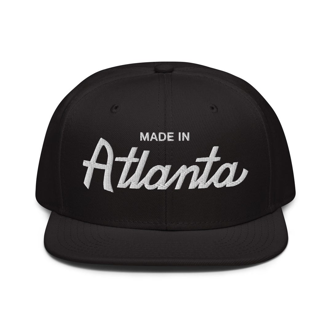 Made in Atlanta Snapback Hat | Retro Script Baseball Cap | Adjustable ...